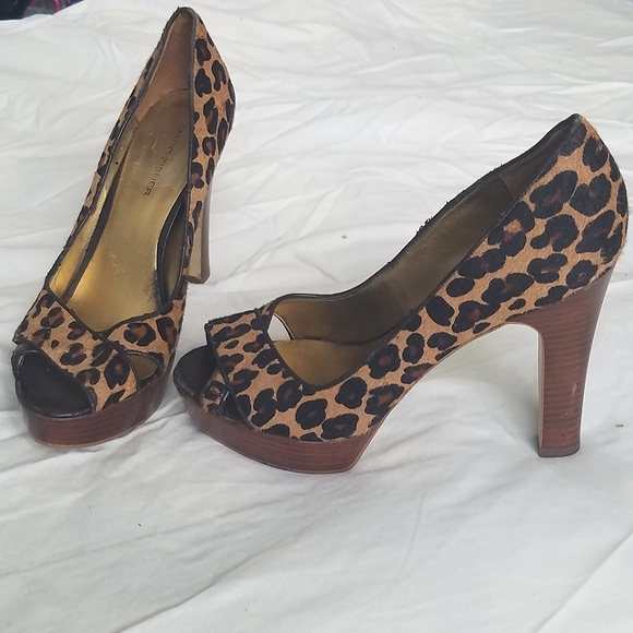 Marc Fisher | Shoes | Furry Cheetah Peep Toe Heels | Poshmark